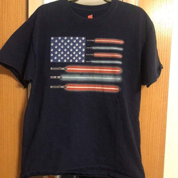 Hanes | Shirts | Red White And Blue Flag Short Sleeve Tee Shirt Hanes ...
